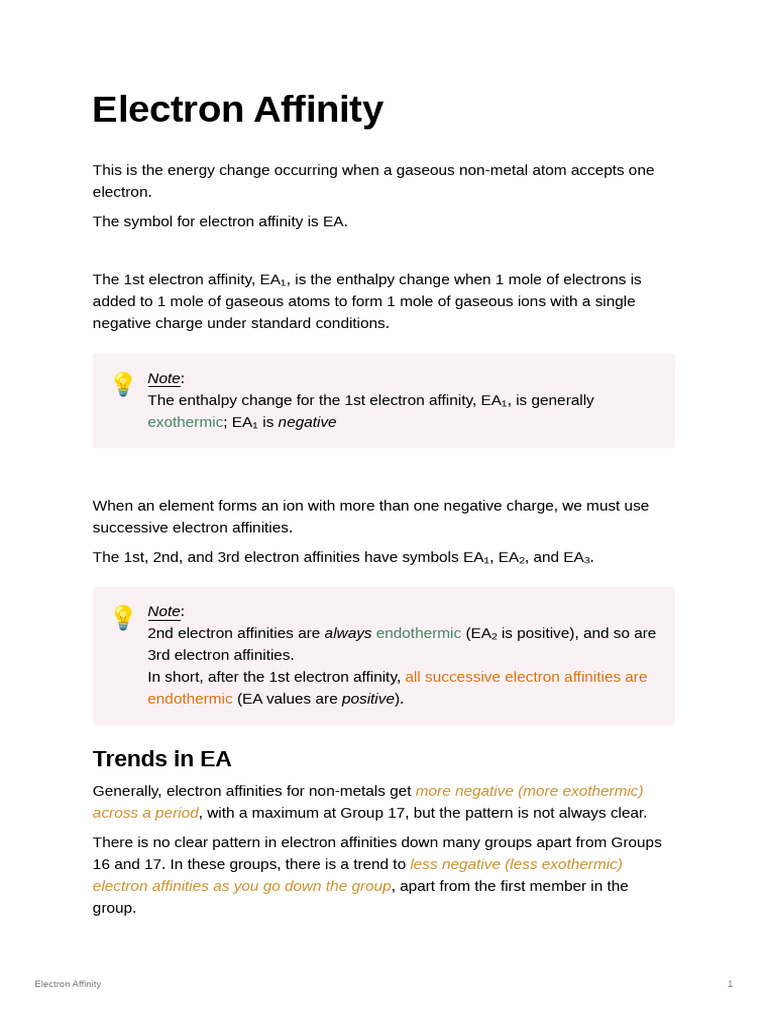 Understanding Electron Affinity Trends | PDF | Science & Mathematics