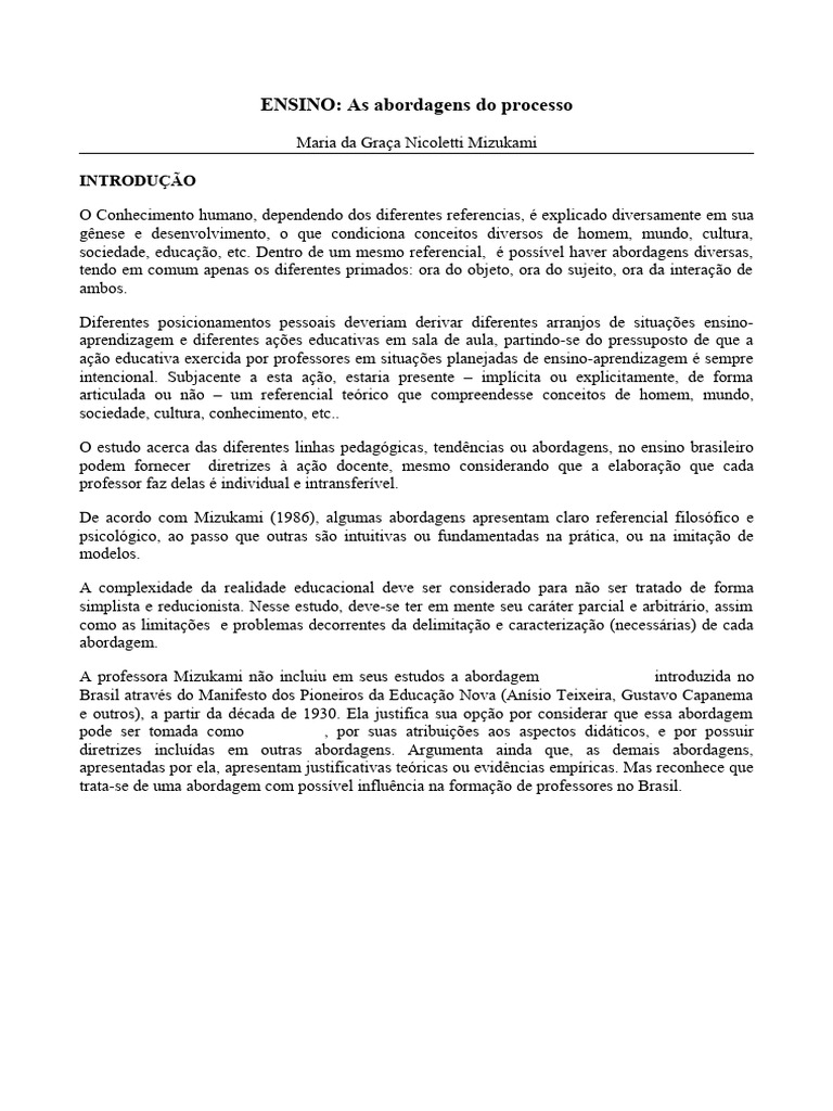 Ensino - As Abordagens Do Processo - Cópia | PDF