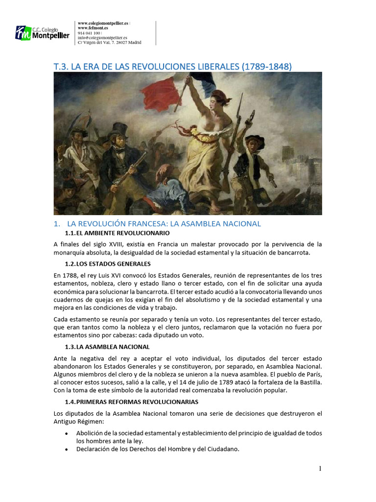 T.3.La Era de Las Revoluciones Liberales | PDF | Napoleón | revolución Francesa