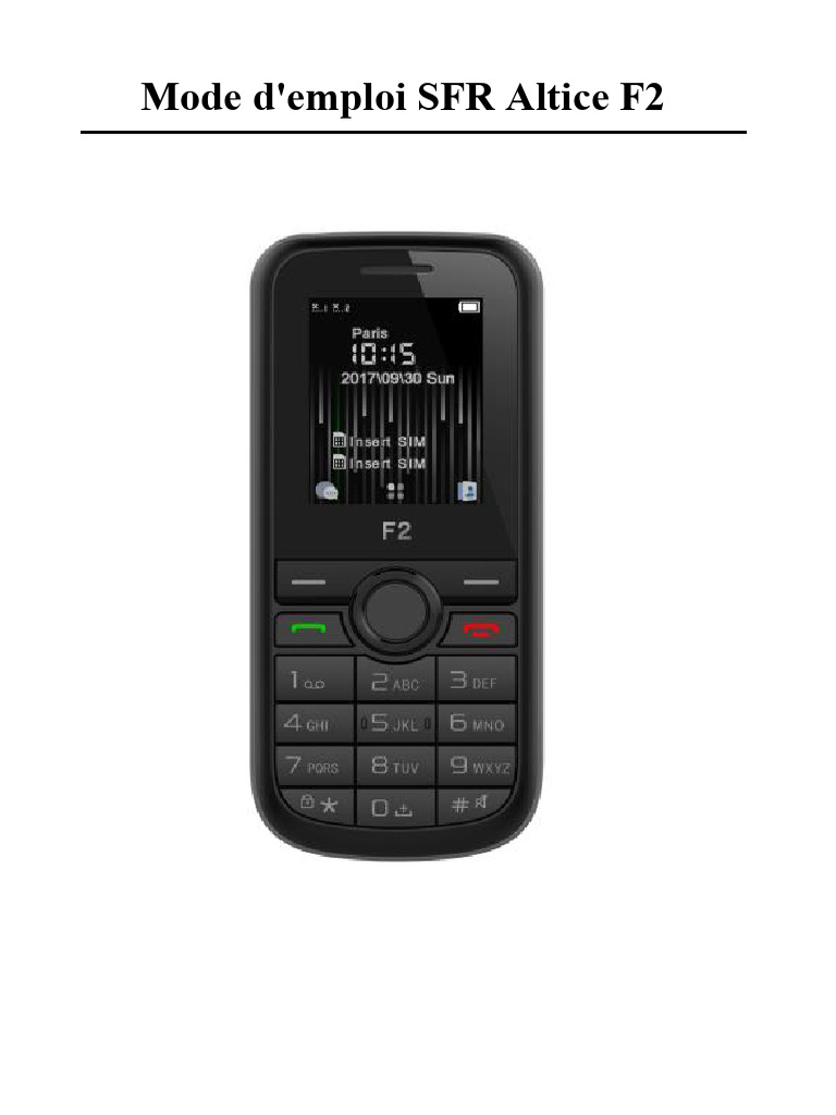 Mode Demploi Telephone SFR Altice F2 | PDF | Bluetooth | Fichier ...