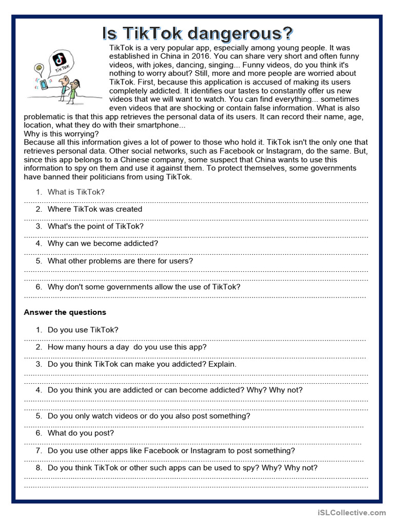 TikTok: Risks and Reading Comprehension | PDF | Facebook | Computer ...