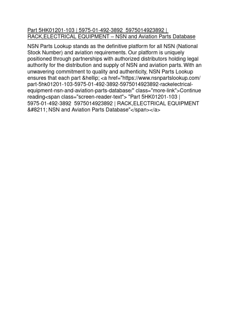 NSN Parts Database for Aviation Equipment | PDF | Electrical Equipment ...