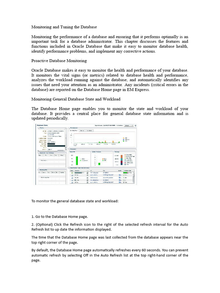 Monitoring And Tuning The Database Pdf Databases Computer Data Storage