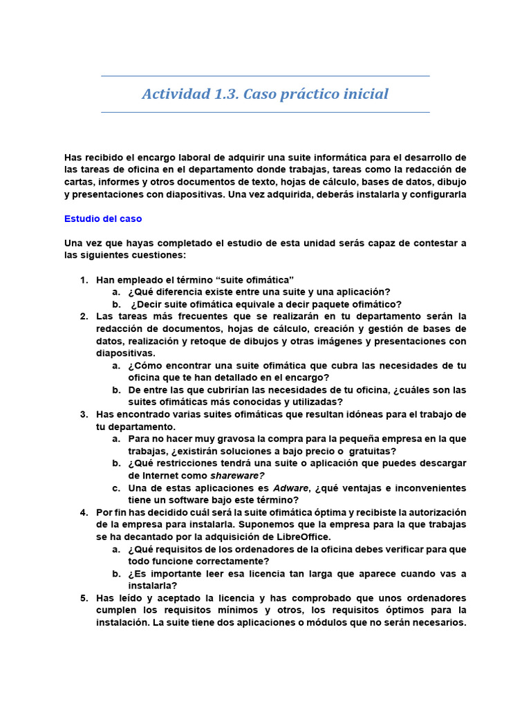 Actividad 1.3 Caso Práctico | PDF | Software de la aplicacion ...