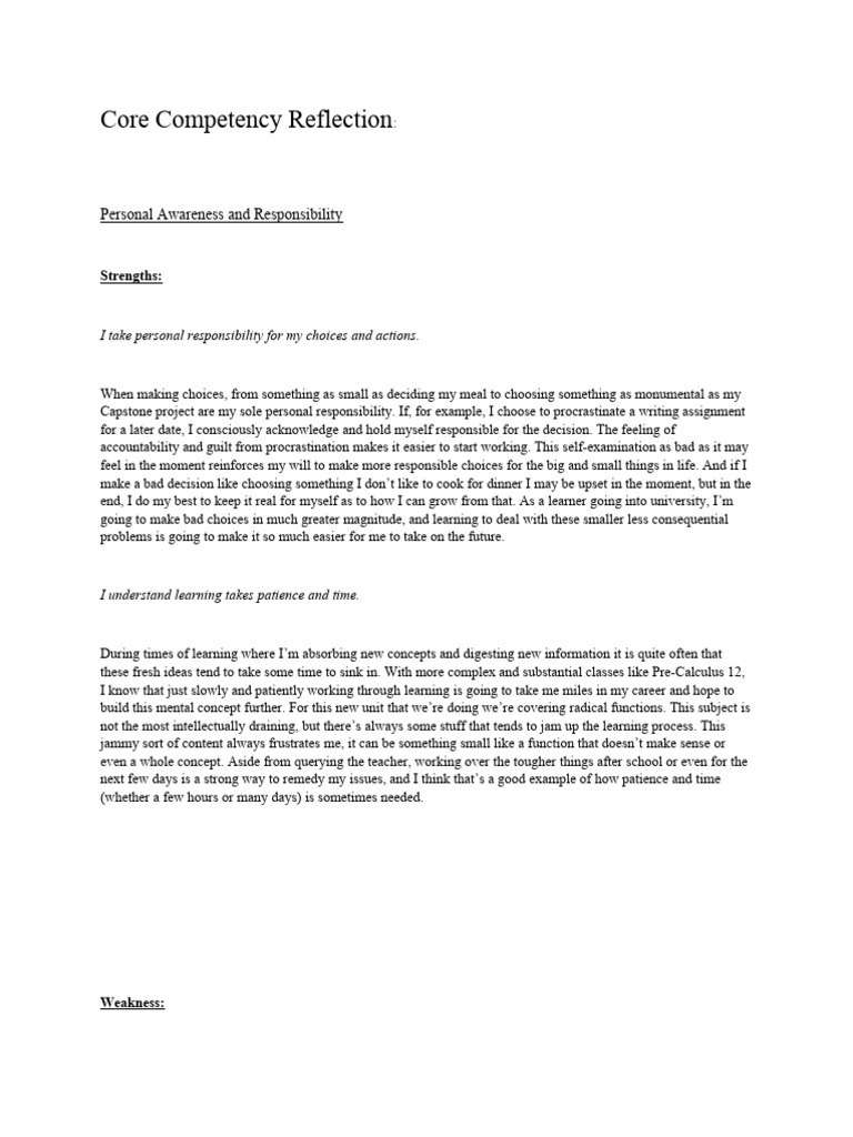 Core Competency Assessment | PDF