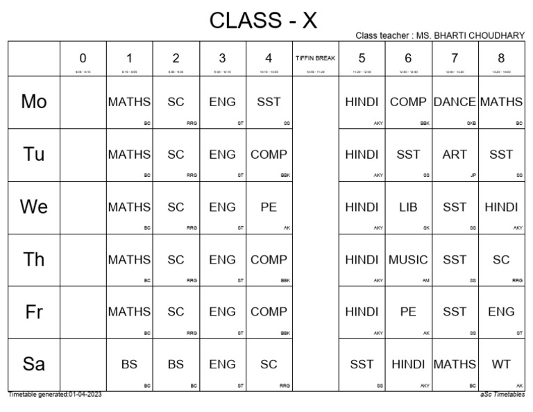 Class 10 Time Table | PDF