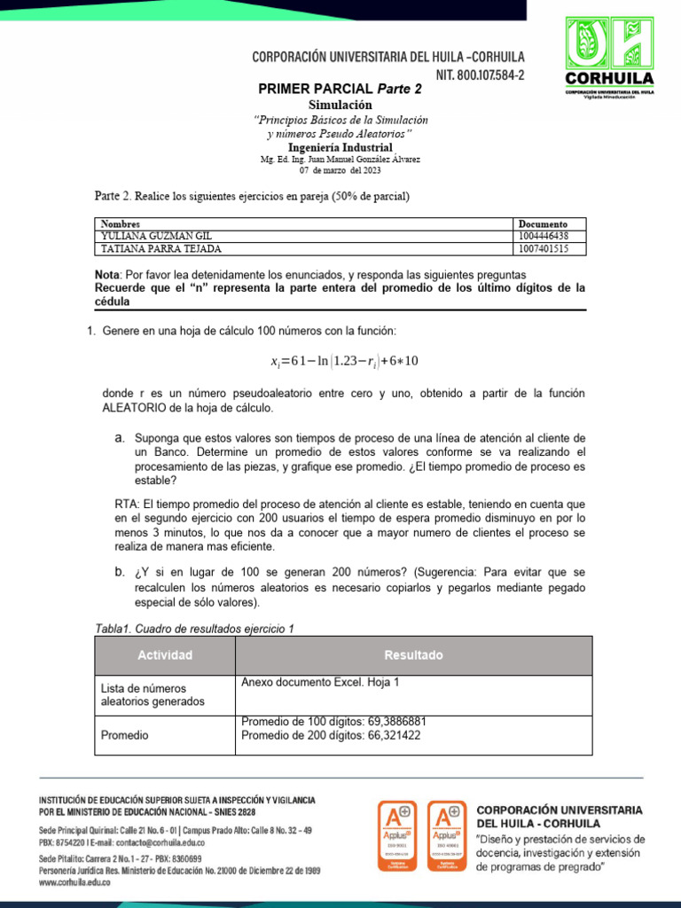 Parcial Primer Corte | PDF | Diferencia