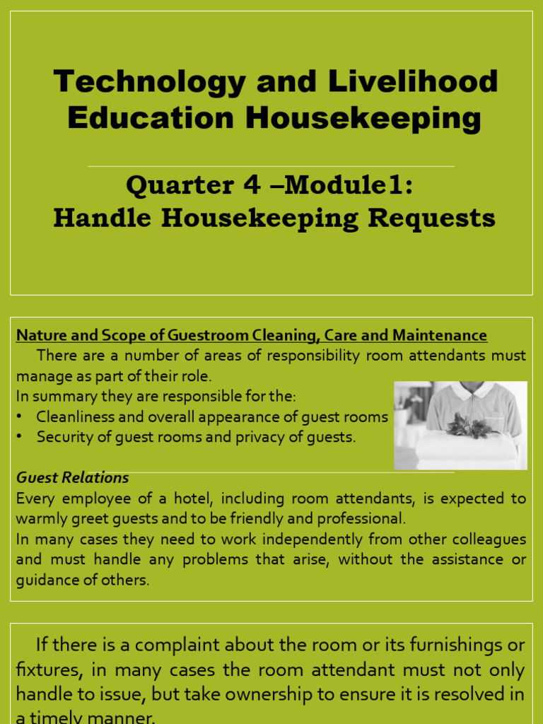 Lesson 10 Handle Housekeeping Requests | PDF | Home & Garden