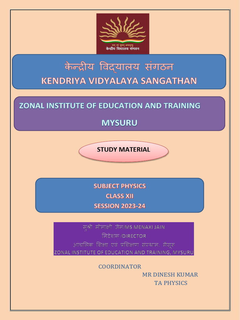 Class Xii Physics Study Material 2023-24 | PDF | Magnetic Field | Electromagnetic Spectrum