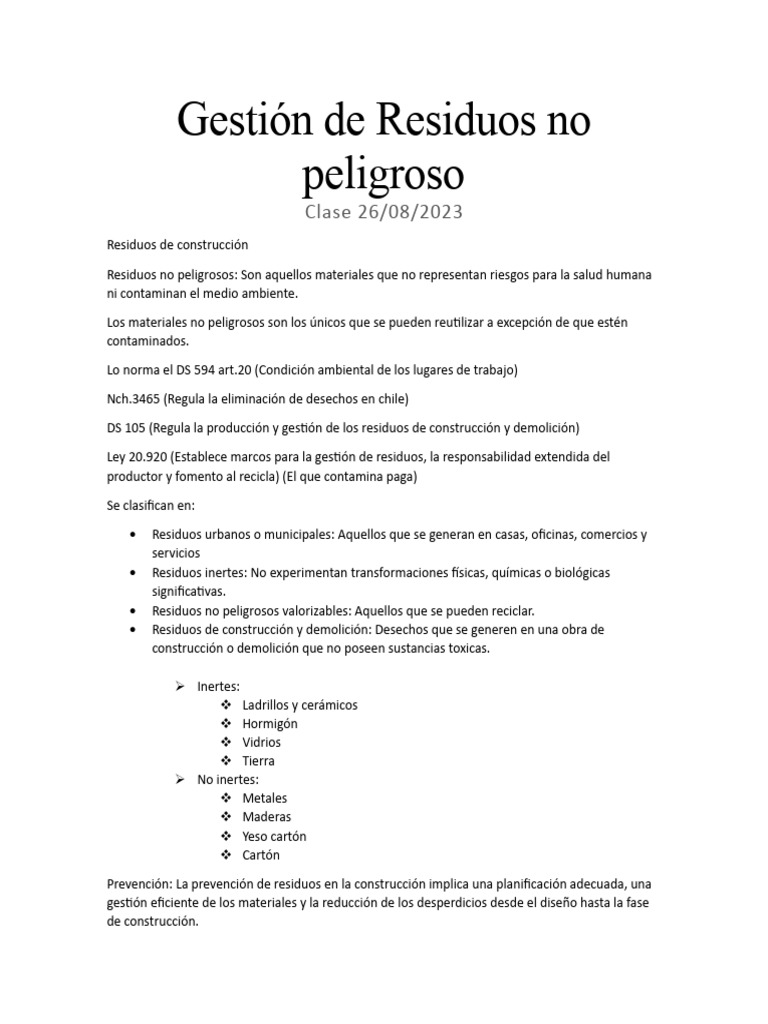 Gestión de Residuos No Peligroso | PDF | Residuos | Reciclaje