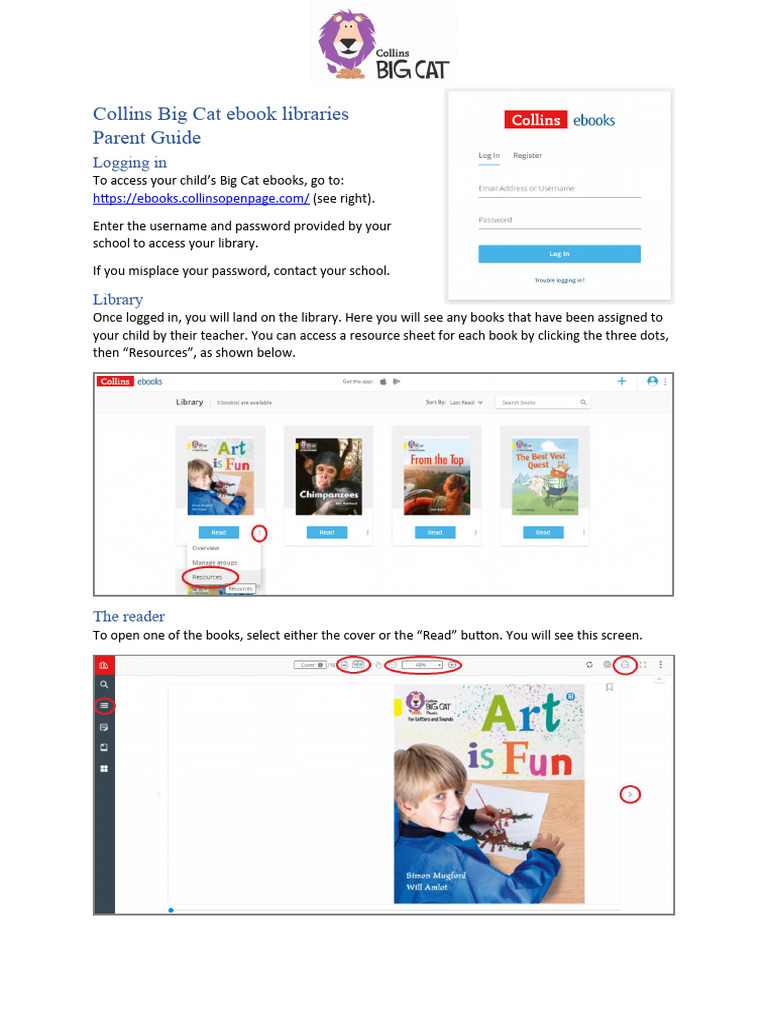 Collins Big Cat Ebook Libraries Parent Guide: Logging in | PDF