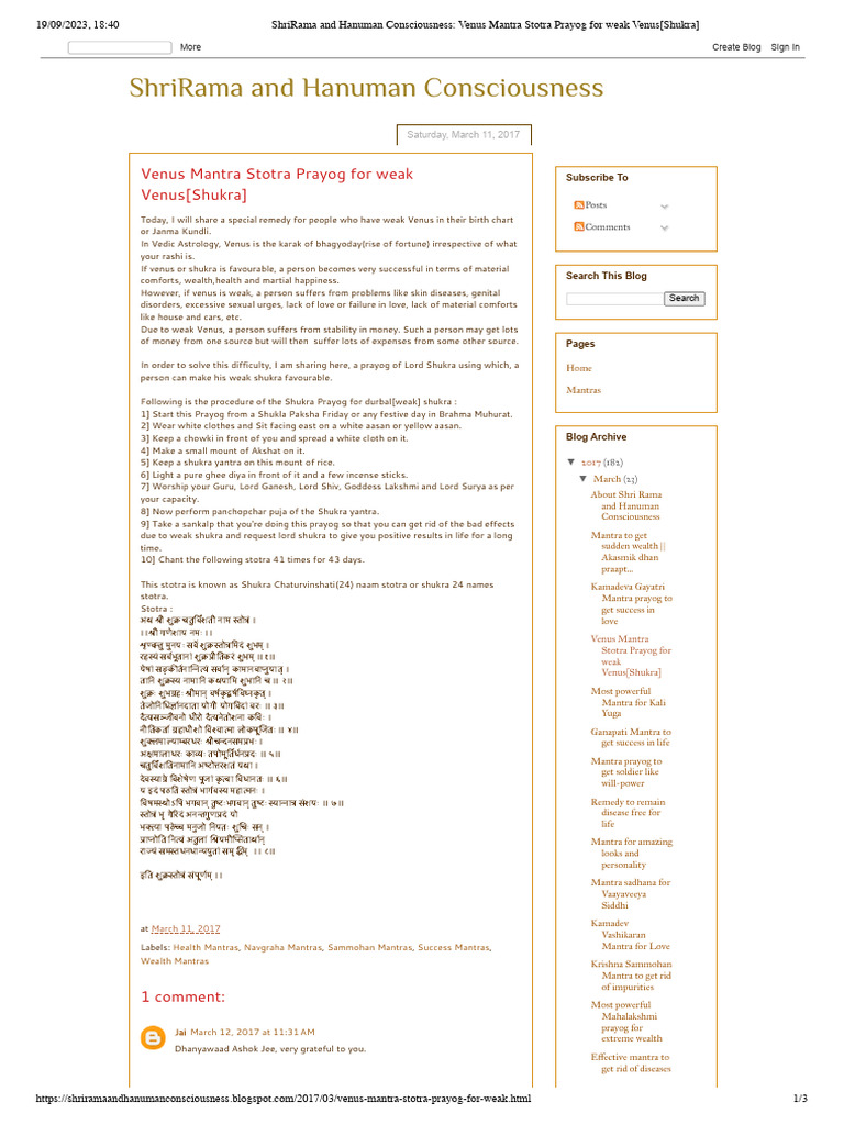 Venus Mantra Stotra for Weak Shukra | PDF | Hindu Theology | Hindu Gods