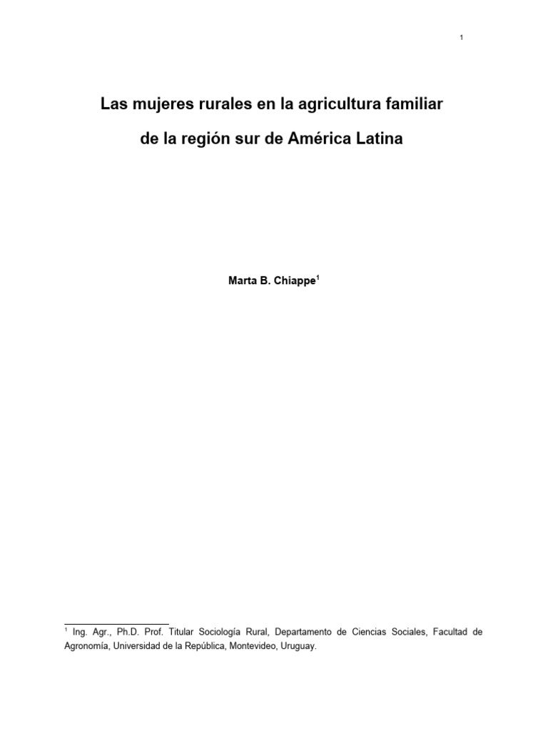 Las Mujeres Rurales en La Agricultura Familiar | PDF | Agricultura ...