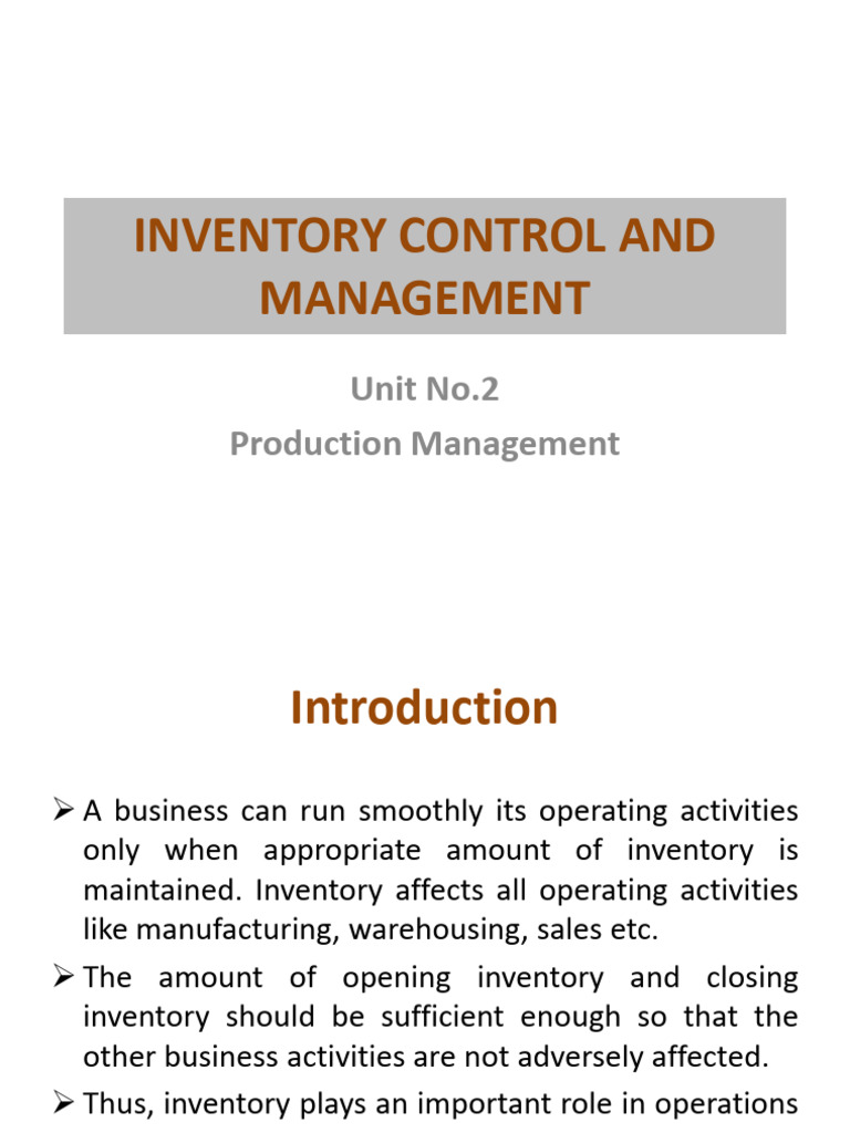 Inventory Control and Management | PDF
