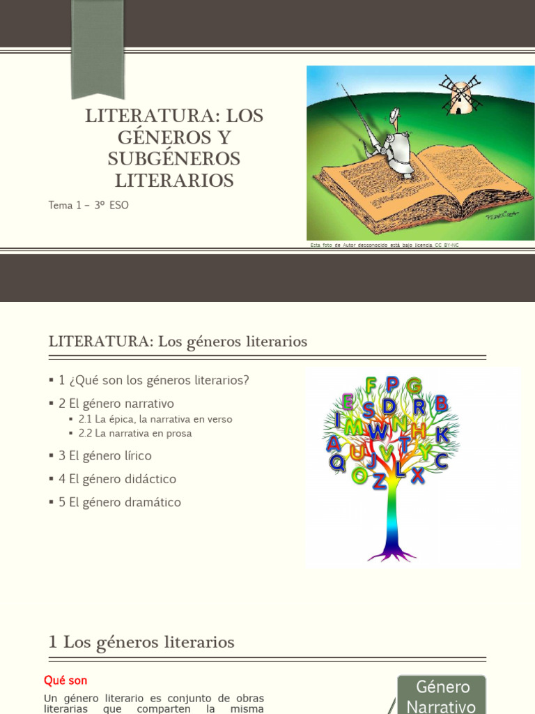 Tema 1 3º ESO Lengua - Los Géneros Literarios | PDF | Ficción general