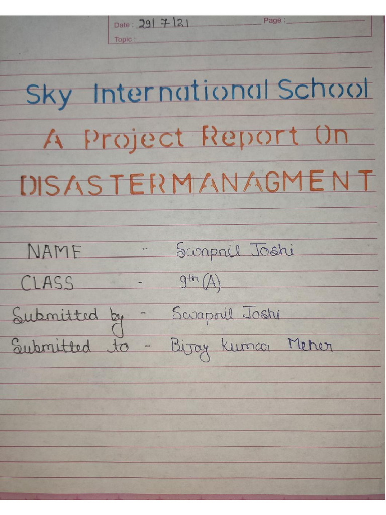 Disaster Management Project Made by Swapnil Joshi (Part1) | PDF