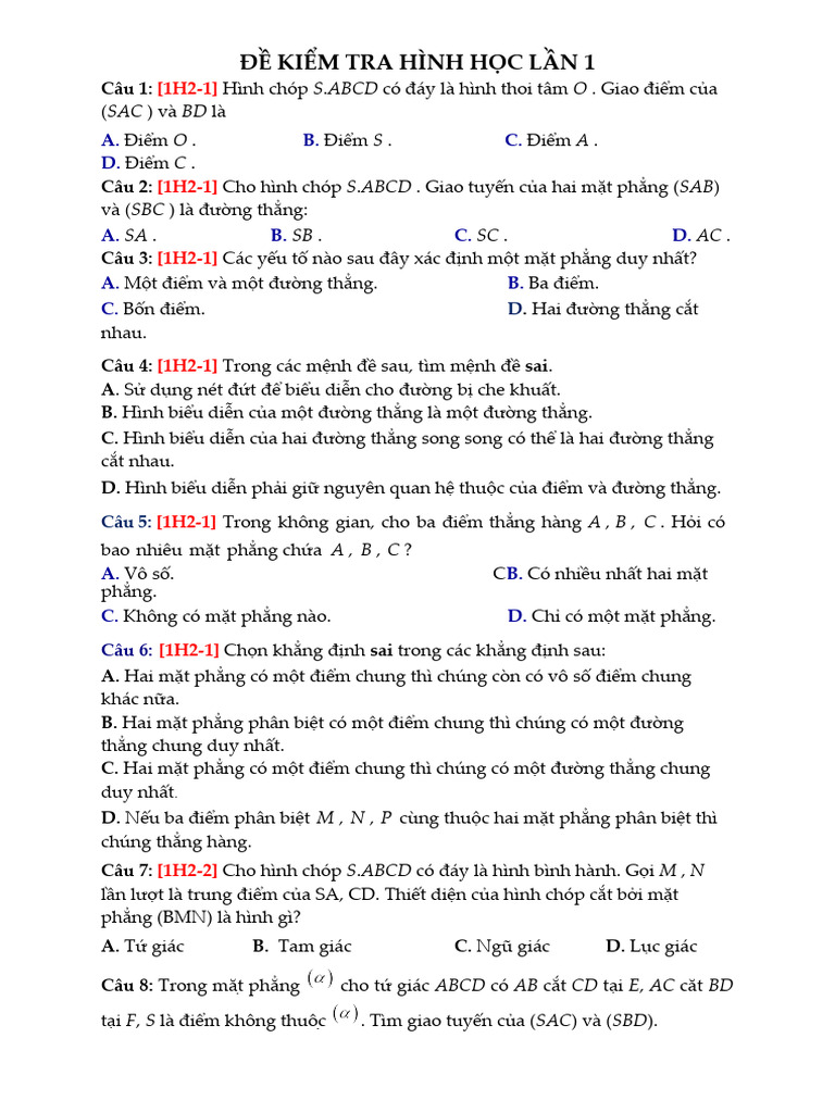 Đề Kiểm Tra Hình | PDF