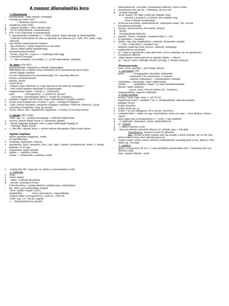 A Magyar Államalapítás Kora | PDF