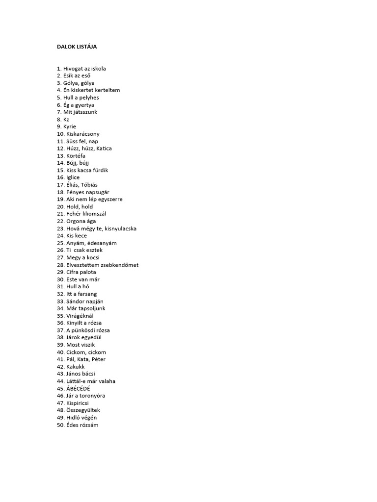 Dalok Listája | PDF