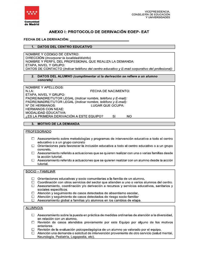Protocolo Derivación EOEP - Circular 23 | PDF