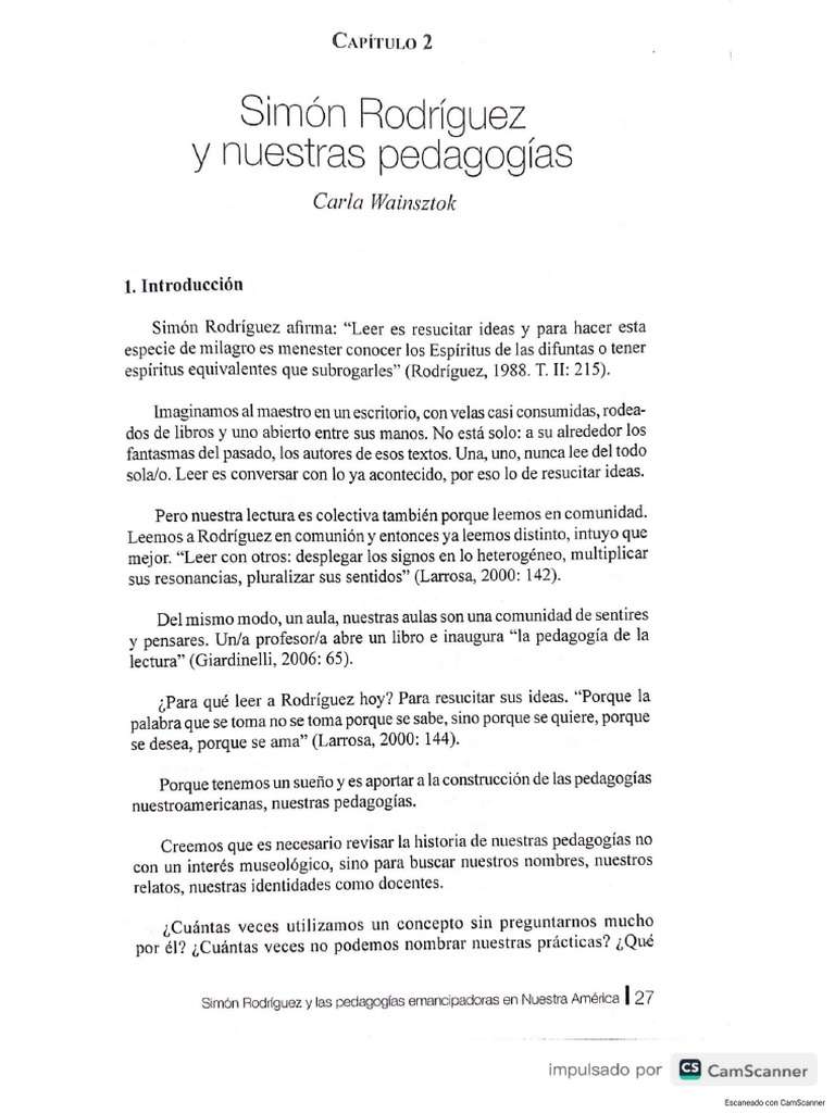 Simón Rodriguez. La Pedagogía | PDF