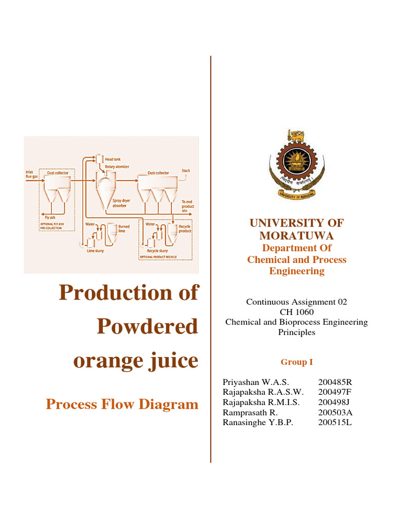 PFD of Powdered Orange Juice | PDF