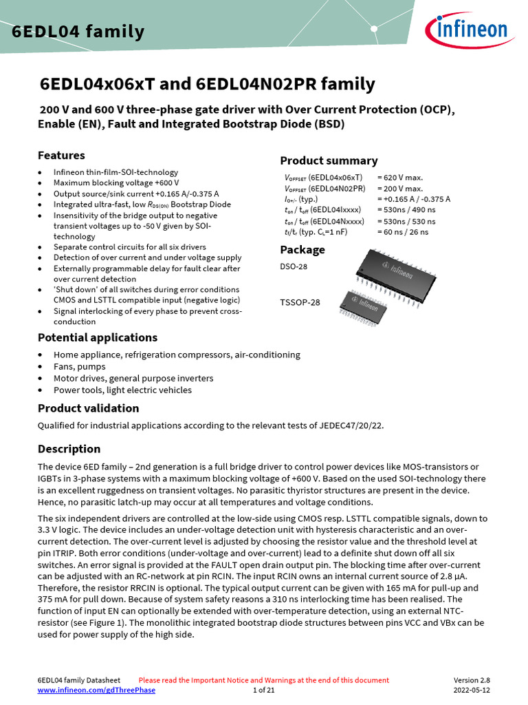 Infineon 6EDL04X0XXX DataSheet v02 08 EN-3160006 | PDF | Logic Gate | Electronics