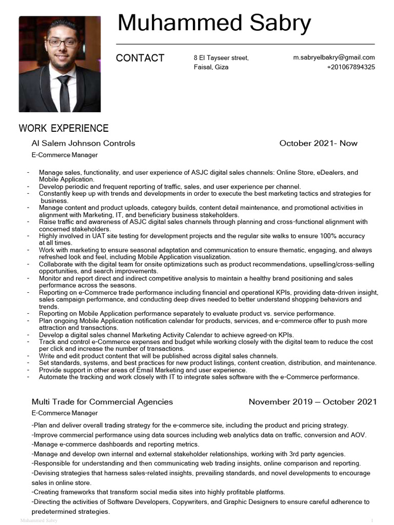 E-Commerce Manager Resume | PDF | Digital Marketing | E Commerce