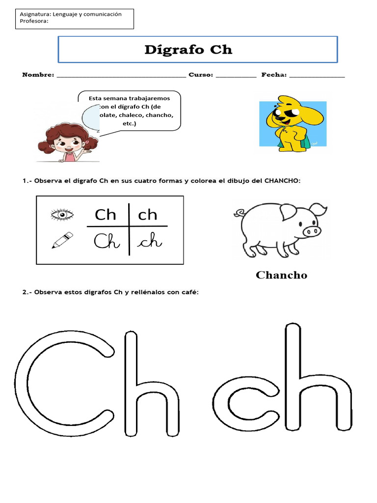 Actividades con el Dígrafo Ch para Niños | PDF