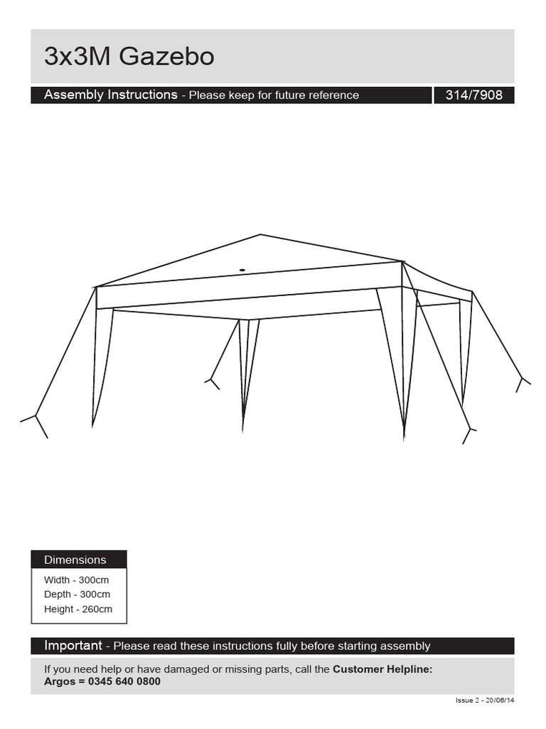 3x3M Gazebo Assembly Instructions | PDF | Manufactured Goods
