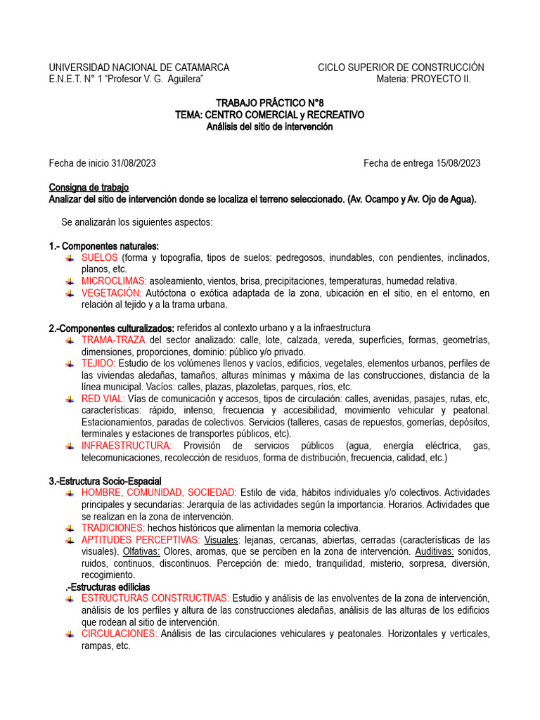 Trabajo Practico N°8-Proyecto II- Análisis del sitio de intervención | PDF | Calle | Clima