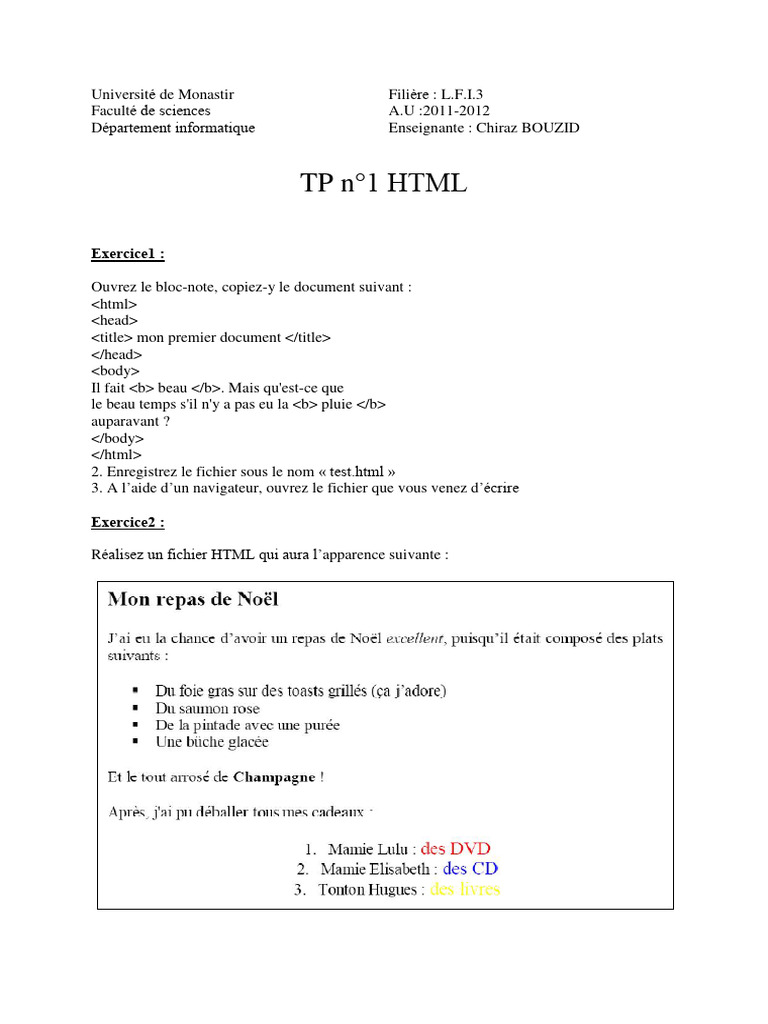 TP HTML | PDF | Internet | Internet et Web