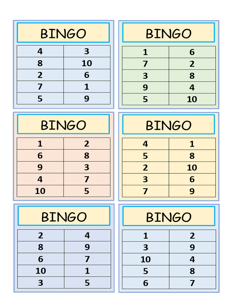 Bingo de Numeros | PDF