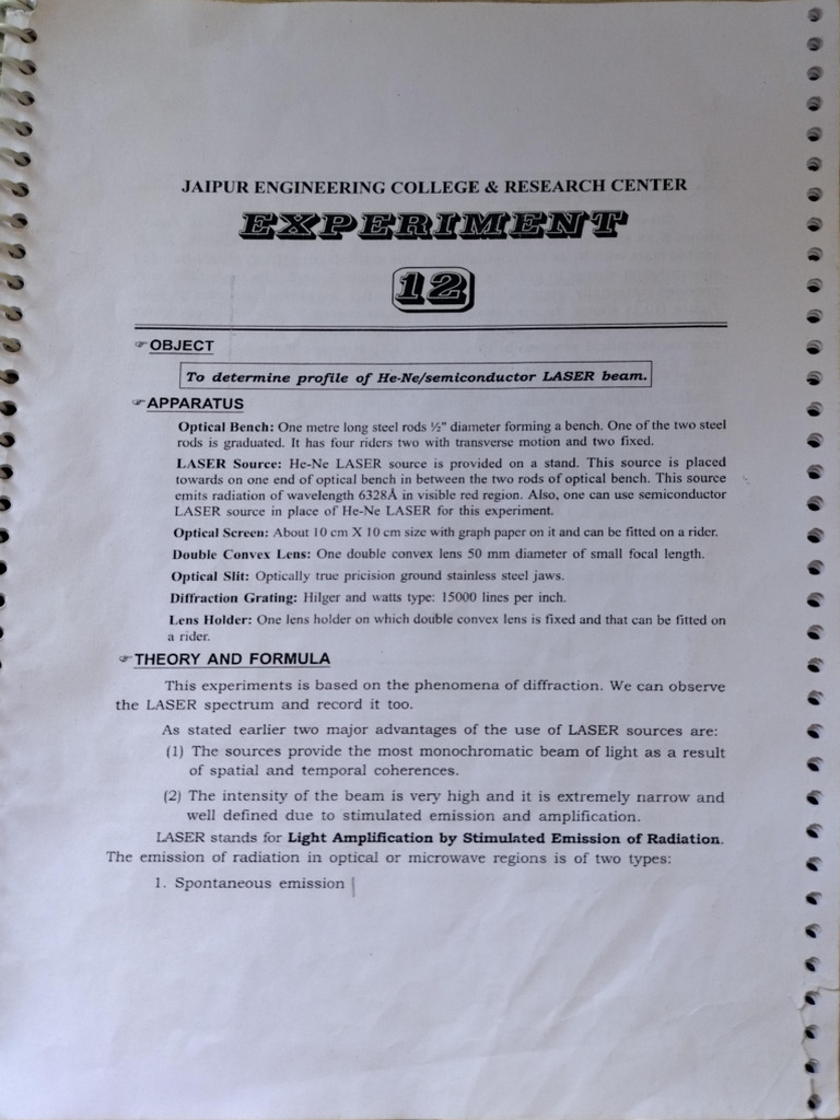 Applied Phy Experiment 12 | PDF