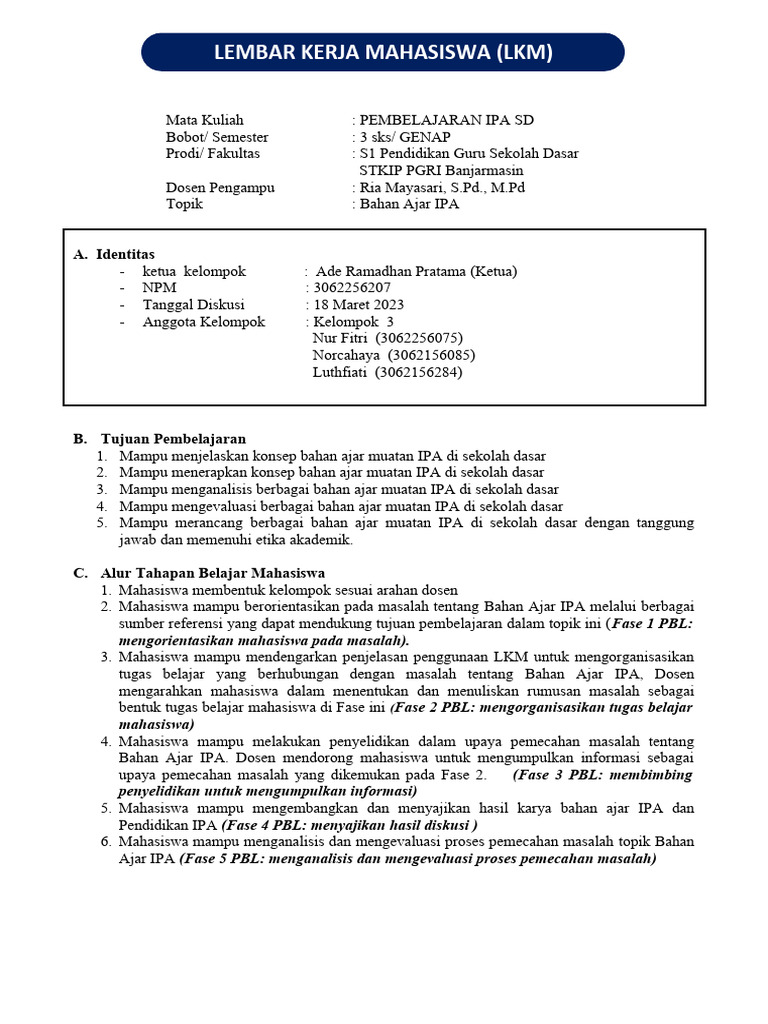 LKM - IPA - 2 - Kelompok 3 | PDF