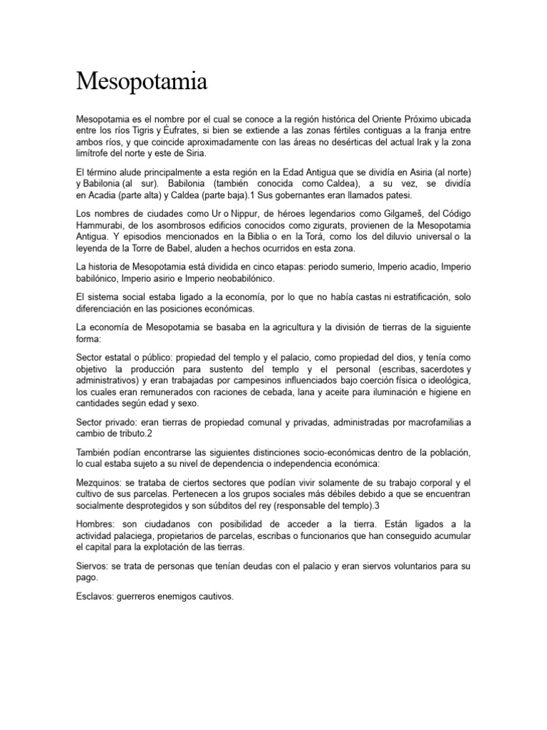 Mesopotamia Pdf Mesopotamia