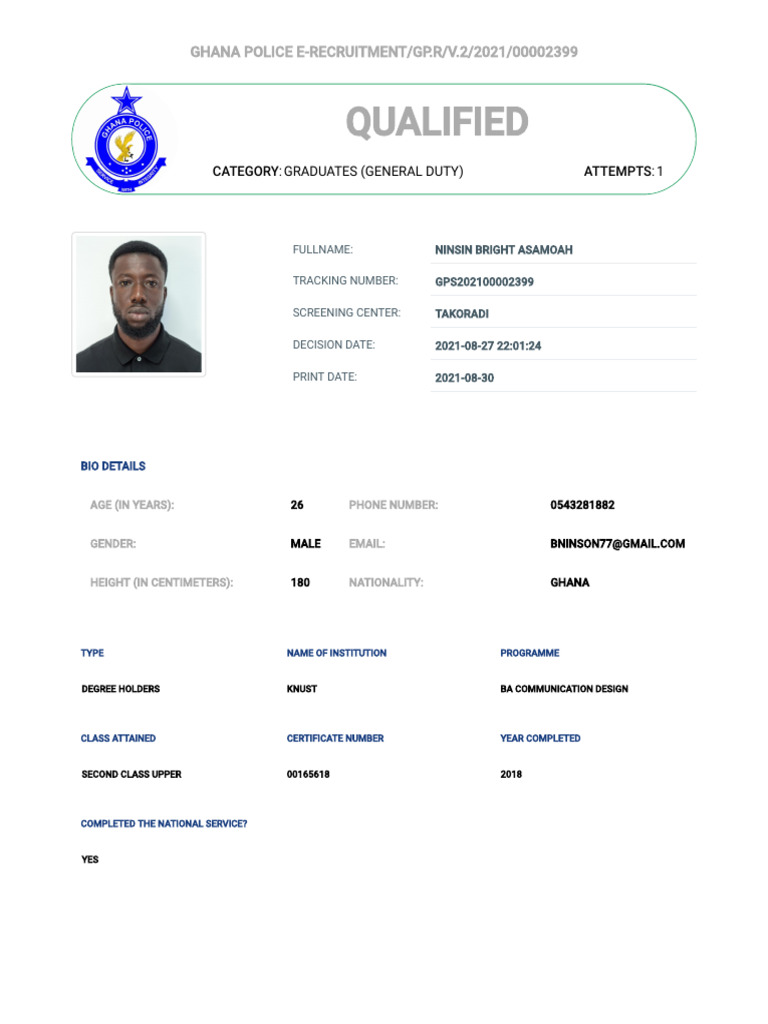 Ghana Police E-Recruitment | PDF