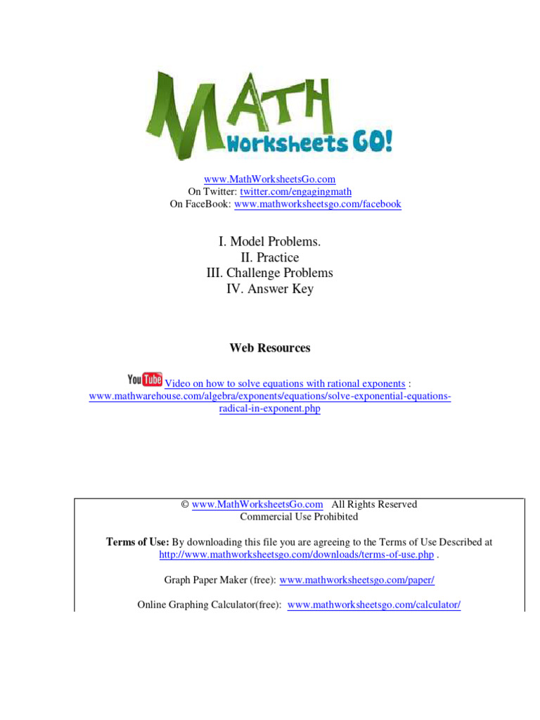 Rational Exponents Practice Worksheet | PDF | Computers