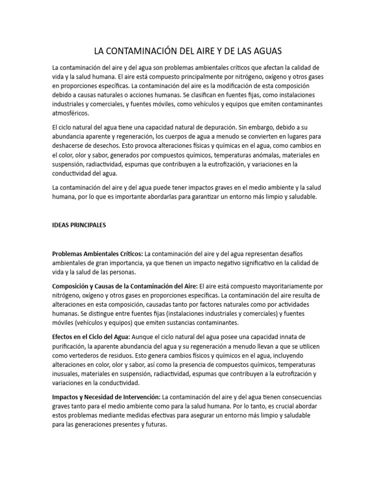 La Contaminacion | PDF | Contaminación | Agua