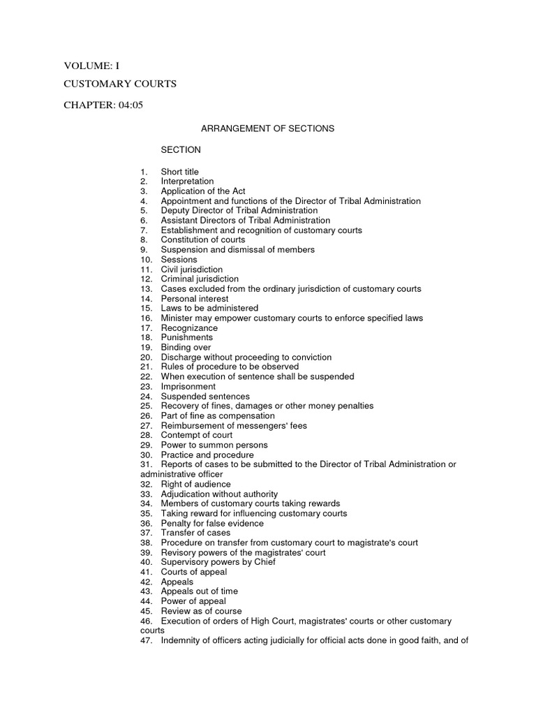 Customary Courts Act | PDF | Magistrate | Sentence (Law)