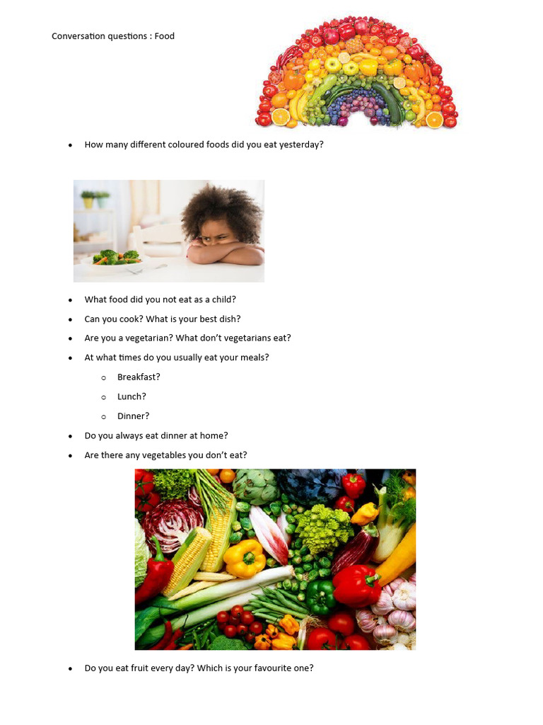 Conversation Questions - Food A2 | PDF