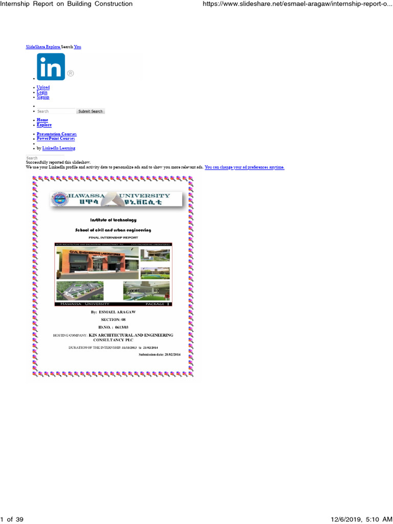 Internship Report on Building Construction 1 | PDF | Consultant ...