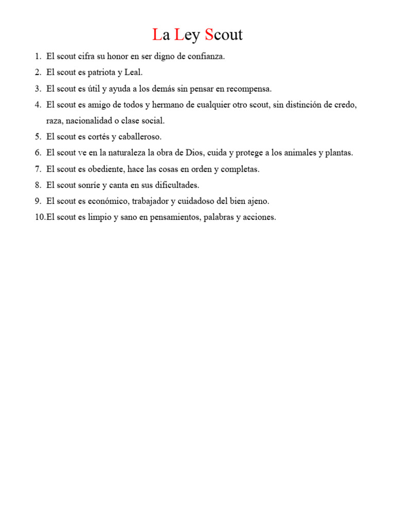Ley Scout | PDF | Exploración | Recreación al aire libre