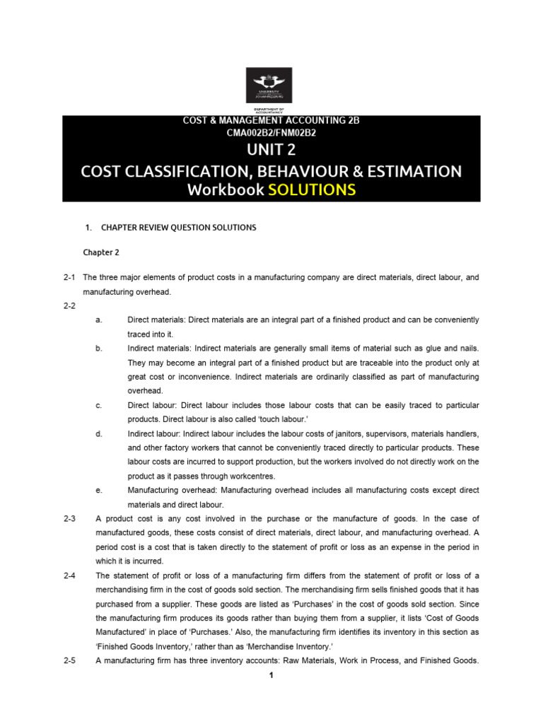 Cost Accounting: Classification & Behavior | PDF | Cost Of Goods Sold | Inventory
