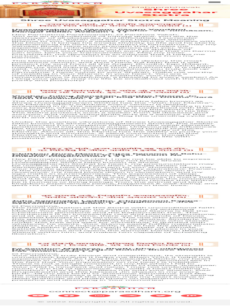 Shree Uvasaggahar Stotra Meaning - Parasdham | PDF | Religious Belief ...
