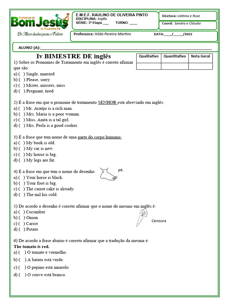 Modelo Pronto Da Prova 3 Etapa | PDF