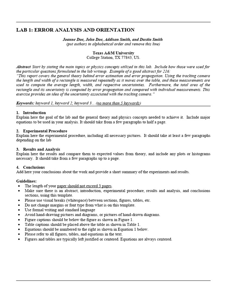 Lab Report Template v 6 | PDF
