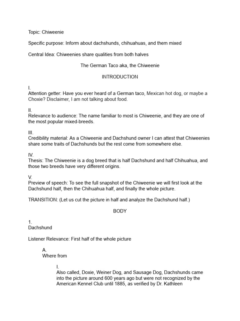 Speech 2 | PDF | Dachshund | Dog Breeds