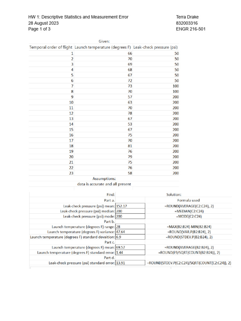 HW 1 - Descriptive Statistics and Measurement Error | PDF