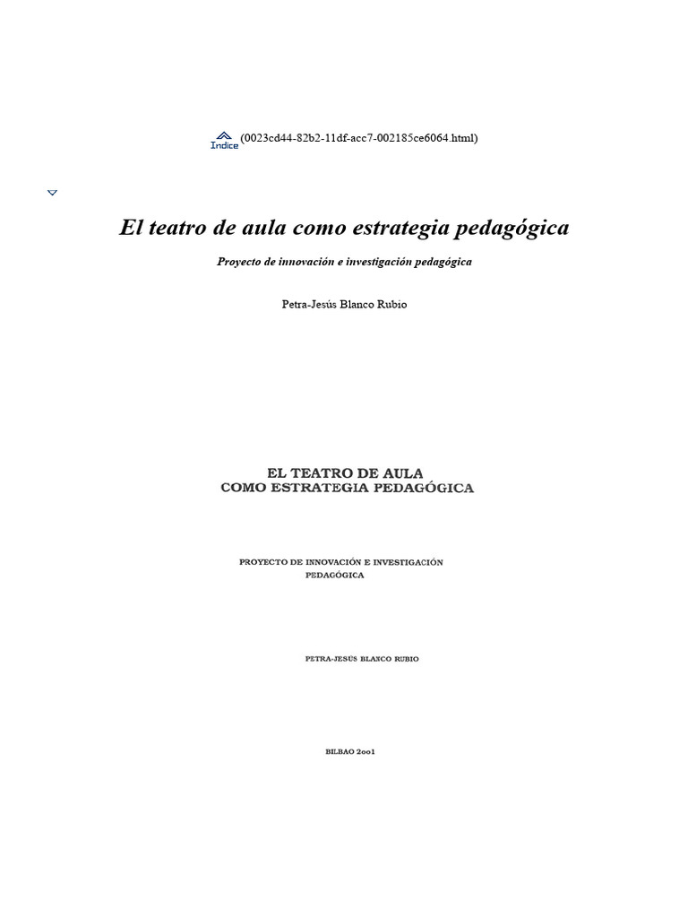 El Teatro de Aula Como Estrategia Pedagógica - Proyecto de Innovación e ...